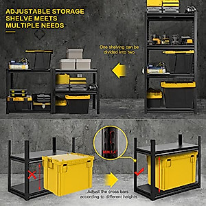 Raybee Garage Shelving Heavy Duty Shelving Unit Metal Storage Shelves for Storage Load 1640LBS 4-Tier Adjustable Garage Storage Shelves Pantry Basement 57" H x 27.6" L x 13.7" D