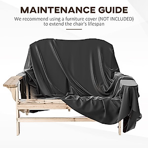 Outsunny 2 Person Adirondack Loveseat, Fire Pit Chair for 2, Wooden Double Adirondack for Patio, Porch, Backyard, Garden with High-Back, Wide Armrests, Natural