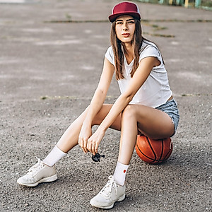 Umigy 6 Pair Crew Socks for Women Heart Shape Ankle High Cotton Fun Cute Athletic Running Socks Valentine's Day Gifts for Women Size 9-11 Teens, White