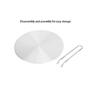 Induction Converter Heat Diffuser Simmer Ring Plate,Stainless Steel Heat Diffuser Induction Plate with Stainless Handle Adapter Converter Gas Electric Cooker Plate (24cm)