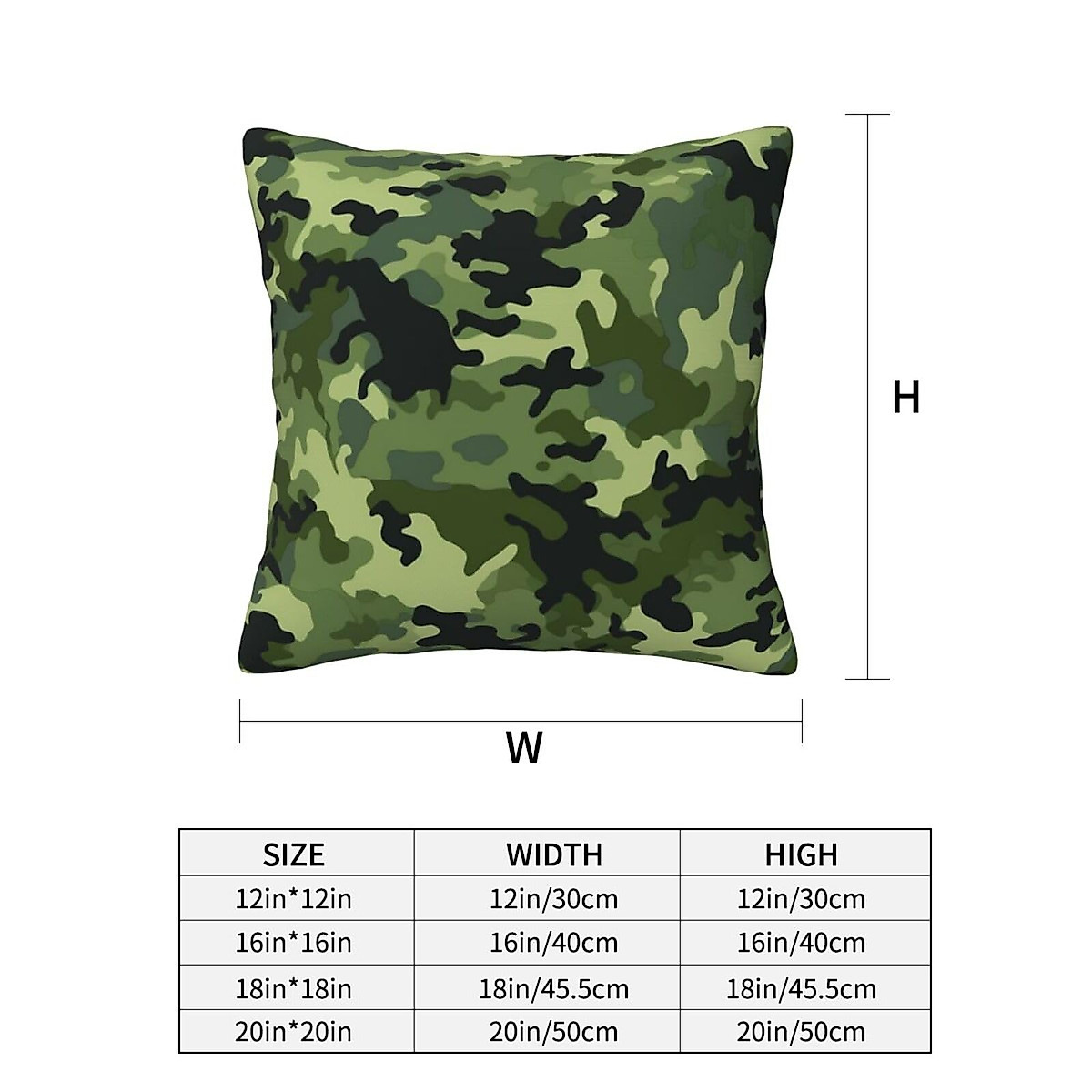 AdaNti Camo Green Print Throw Pillow Cover Square Soft Cushion Cover Throw Pillow Case for Home Decor Living Room Bed Couch Car 12"x12"