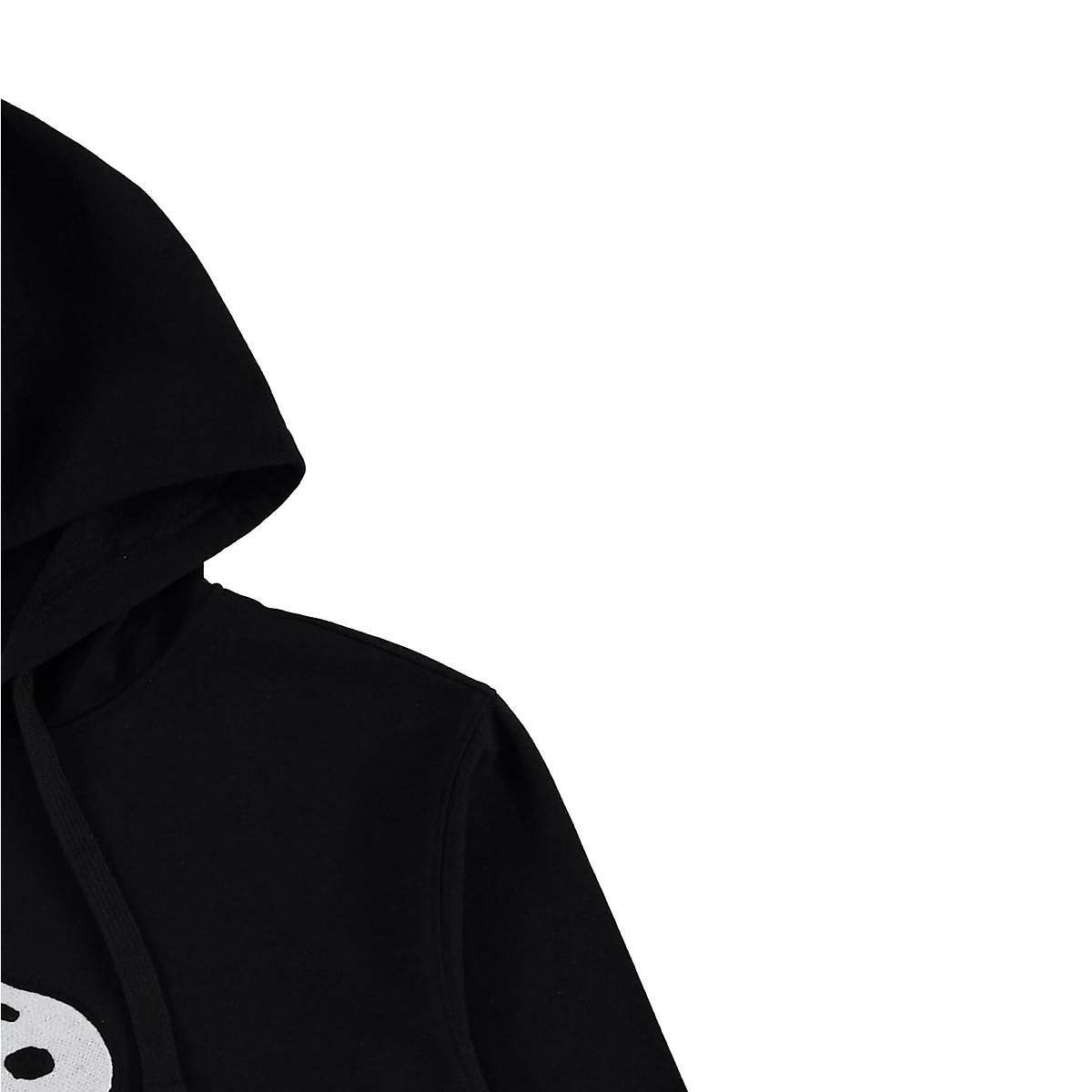 Peanuts Ladies Snoopy Fashion Hoodie - Ladies Classic Snoopy Fleece Sweatshirt Crochet Patch Sweatshirt (Black, Large)