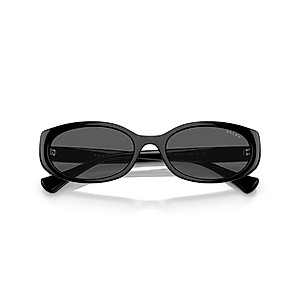 Ralph by Ralph Lauren Women's RA5306U Universal Fit Oval Sunglasses, Shiny Black/Dark Grey, 55 mm