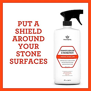 Granite Sealer & Protector – Best Stone Polish, Protectant & Care Product – Easy Maintenance for Clean Countertop Surface, Marble, Tile – No Streaks, Stains, Haze, or Spots - 18 OZ - TriNova