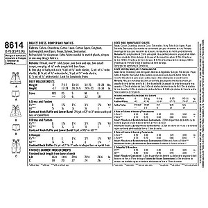 Simplicity US8614AS Baby Dress, Underwear, and Romper Sewing Patterns, Sizes XXS-L