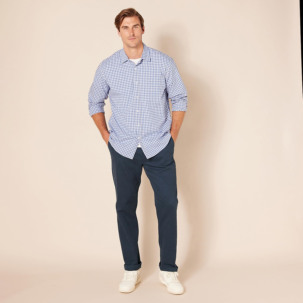 Amazon Essentials Men's Athletic-Fit Casual Stretch Chino Pant (Available in Big & Tall), Dark Navy, 40W x 32L