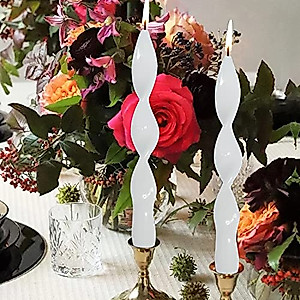 White Twisted Candlesticks Spiral Taper Candle Handmade Candles Sticks for Wedding Celebration Anniversary Church