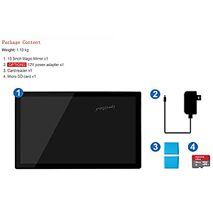 XYGStudy 13.3 inch IPS Display Monitor Capacitive Touch Control Panel Magic Mirror Screen Resolution 1920x1080 Voice Assistant with Raspberry Pi 3 A+ Inside Mini Computer Showing News Weather Time