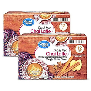 Great Value Cappuccino Coffee and Hot Drink Single Serve Pods, 12 Count (Chai Latte, Pack of 2)