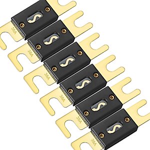 smseace 6Pack 30amp/30a ANL Fuse Compatible with 12V & 24V Systems for Audio Marine Vehicle Video System Gold-Plated ANL Fuses