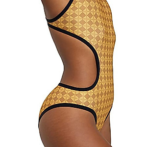 Arena Women's Standard Single Design Seamless One Piece Swimsuit, Gold-Multi Black, 34