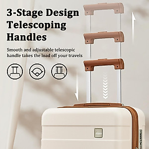 imiomo 28 IN Large Luggage, Suitcase with Spinner Wheels, Hardside 3PCS Set Lightweight Rolling Travel Luggage with TSA Lock(28"/Beige)