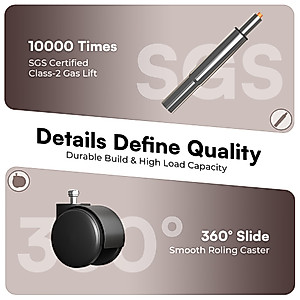 SUPERJARE Drafting Chair with Back, Adjustable Foot Rest Rolling Stool, Multi-Purpose Office Desk Chair, Thick Seat Cushion for Home Bar Kitchen Shop - Black