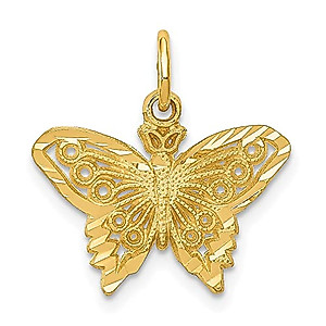 IceCarats 14K Yellow Gold Butterfly Wings Necklace Charm Pendant 18mm x 17mm Only