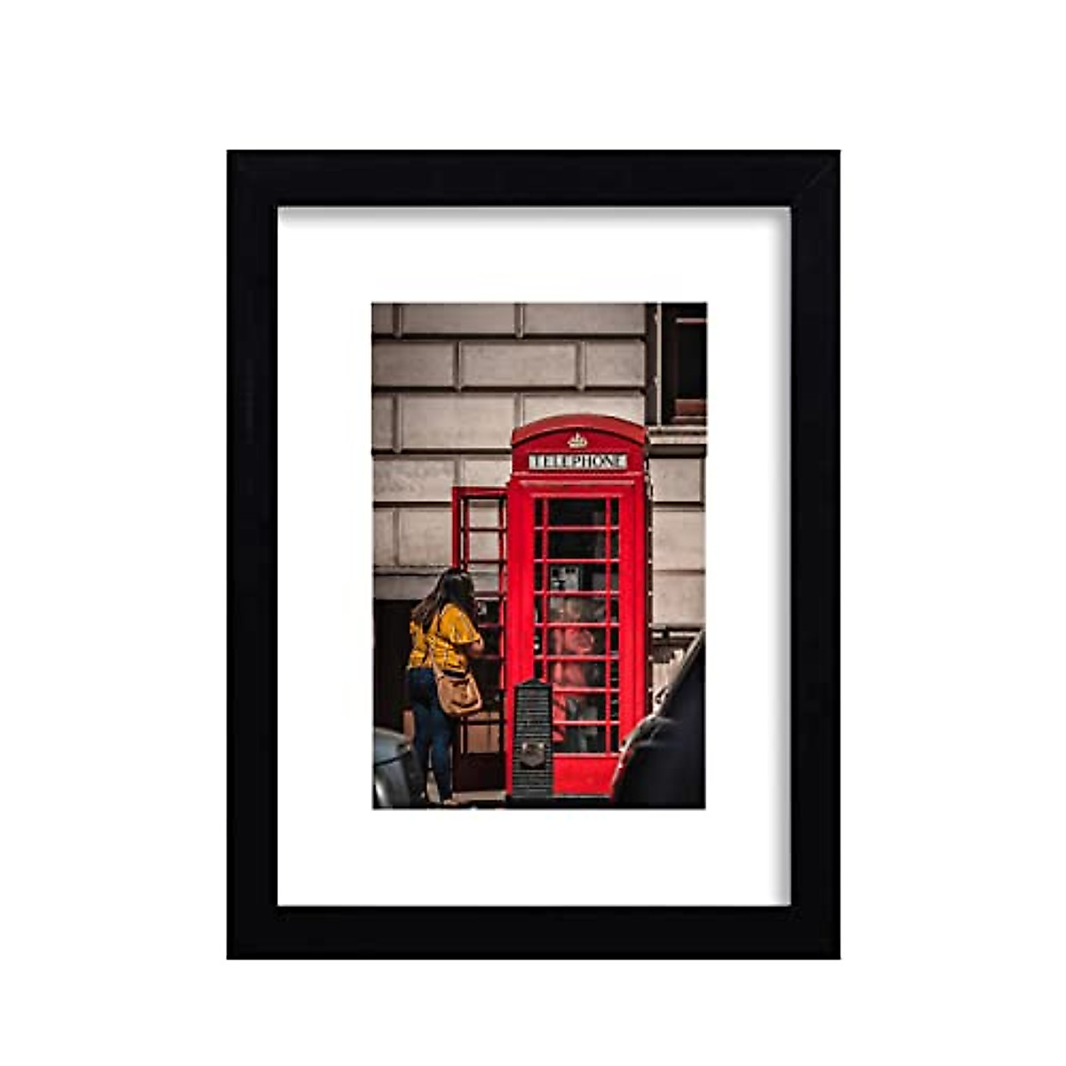 PWTAKO 11x14 Picture Frame Set of 6, Display Pictures 8x10 with Mat or 11x14 Without Mat for Wall Mounting,Black