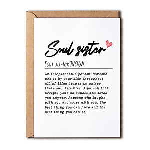 EruditeGifts Soul Sister Definition Card - Birthday Gift Soul Sister - Funny Sibling Card - Best Friend Birthday Card - Sister Card