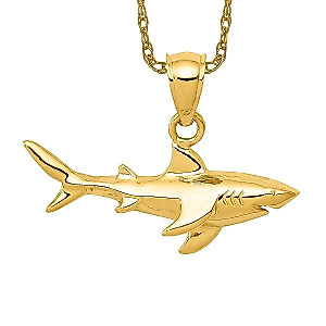 IceCarats 14K Yellow Gold Shark Necklace Charm Pendant 32mm x 24mm Only