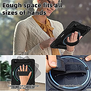 ROSROME for iPad Pro 12.9 inch Case with Screen Protector for Kids[15ft Drop Protection] Heavy Duty Shockproof 12.9 Case with 360 Kickstand Hand Strap Pencil Holder, Not fit iPad 12.9 case 2nd/1st Gen