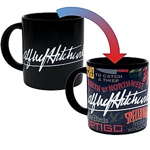 Heat Changing Alfred Hitchcock Movie Titles Mug - Add Coffee and His Most Famous Films Appear