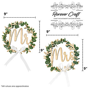 Forever Craft Bride and Groom Chair Signs - Mr and Mrs Sign, Mr and Mrs Chair Signs, Bride Chair Decor, Groom and Bride Chair Sign, Wedding Signs