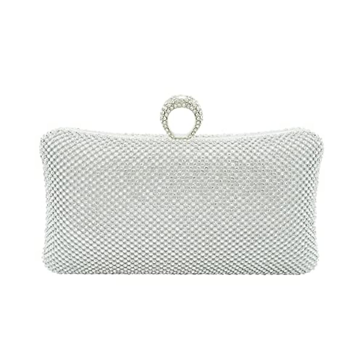 Ro Rox Sophie Vintage Style Sparkly Glitter Diamonte Evening Prom Clutch Handbag - Silver