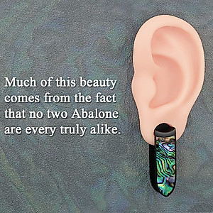 LADEMAYH 2Pcs 00 gauge Ear Weights for Stretched Ears, Elegant Black 00g Earrings Dangle Gauges for Women, Reversible Design Pearl & Abalone Shell Bar Ear Hangers