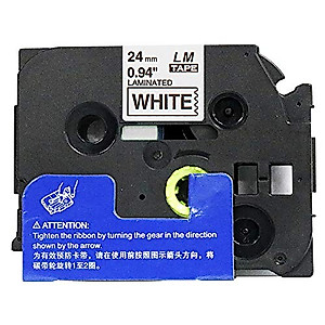 6/Pack LM Tapes - LMe-251 Premium 1" Black Print on White Label Compatible with Brother TZe-251 P-Touch and Includes Tape Color/Size Guide. Replaces TZ251 24mm 0.94 Laminated