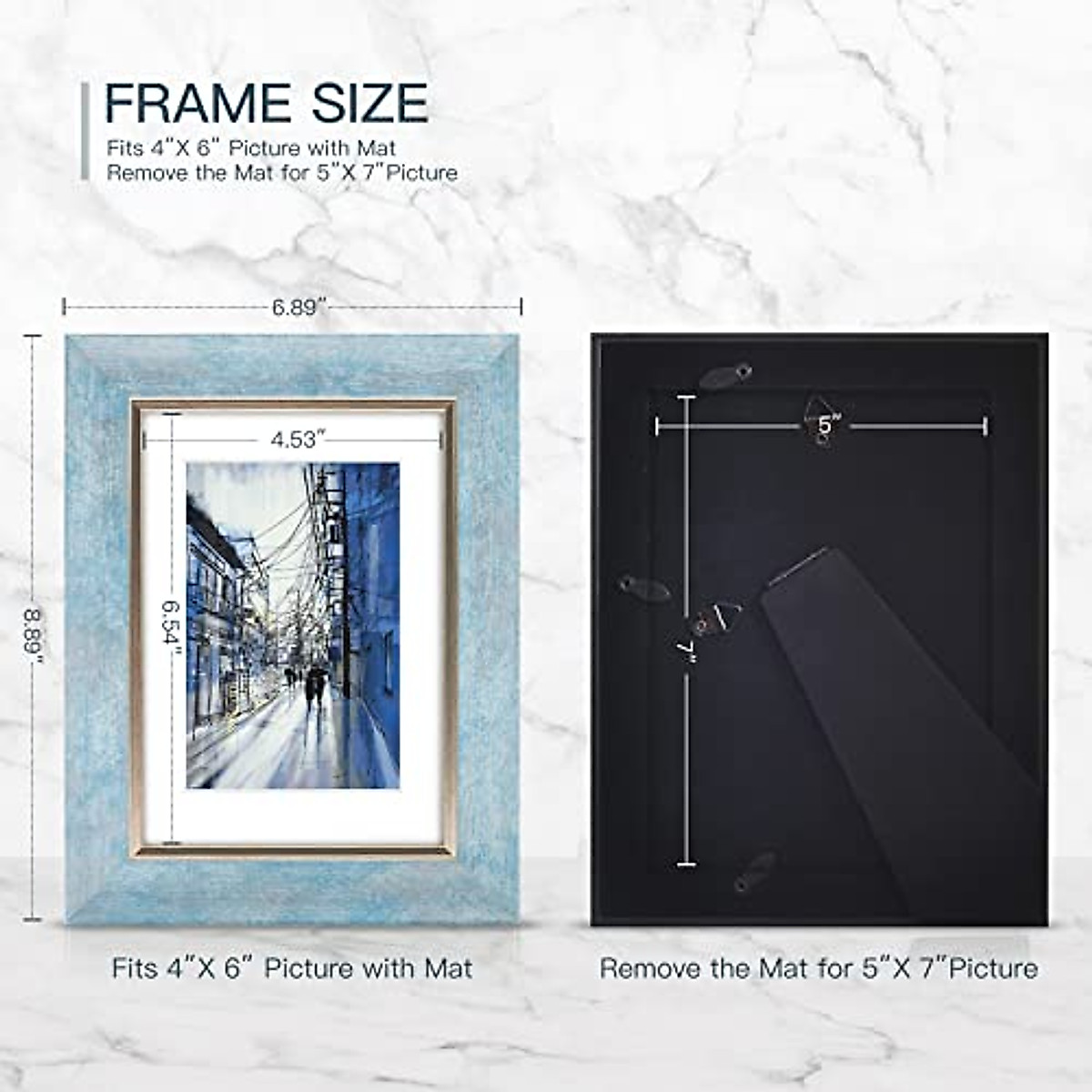 XUANLUO 5x7 Picture Frames Set of 4 Rustic Retro Photo Frame with Tempered Glass Wall Mount and Tabletop Display Family Friends Wedding Gift