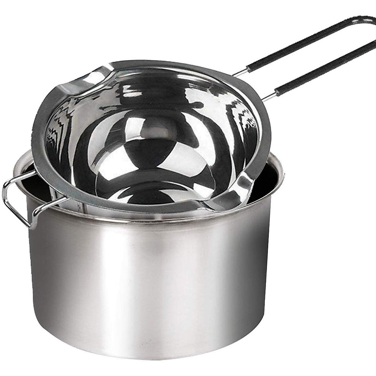 Smala 2-Pack Stainless Steel Double Boiler, Heat-Resistant Handle for, Cheese, Caramel and - Steel Melting Pot, 2 Cup Capacity, Universal Pad
