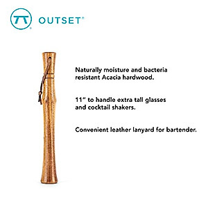 Outset Professional Cocktail Muddler, Acacia Wood, 11"