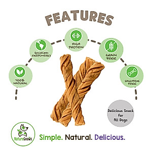 Nature Gnaws Tripe Twists for Dogs 4-5" (20 Count) - Crunchy Grain Free Reward Snack for Small, Medium & Large Breeds - Natural Beef Dog Chew Treats - Rawhide Free