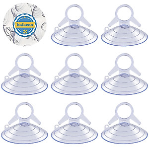 Balacoo 12 Pcs 45mm Clear Plastic Suction Cups with Loops for Glass Windows Windshield Tile Kitchen Bathroom Mirror Shower Wall Terrarium Car Window