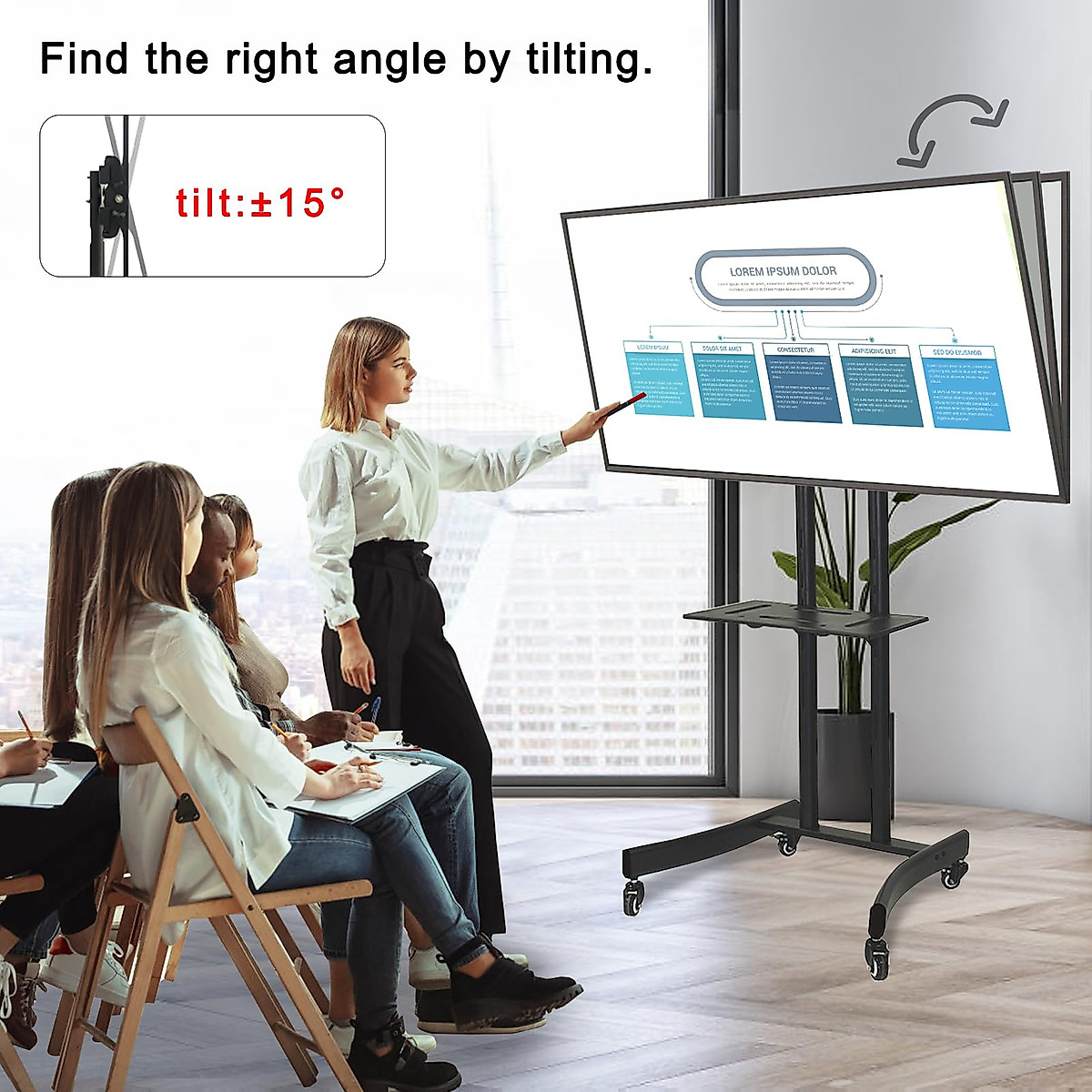 ABCCANOPY TV Cart Rolling Trolley Mount TV Stands w/Wheels, Rolling Monitor Stand with Adjustable Shelf for LED LCD OLED Flat Screen, Plasma TVs TV & Monitor (Mobile TV Cart/32-65)