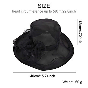 Lawie Tea Party Flower Fascinator Hat Organza Veil Fascinators Dress Hats Church Funeral Cocktail Easter British Hat (Black)