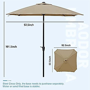 Aoodor Patio Umbrella 8 x 8 ft Market Square Umbrella Water Resistant UV Protection No Base - Brown