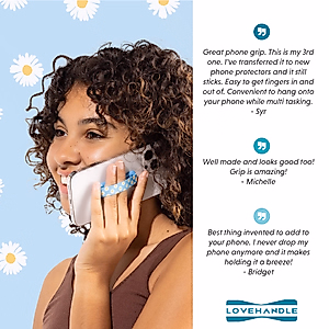 Phone Grip for Most Smartphones and Mini Tablets, Black Elastic Strap with Black Base, LH-01Black