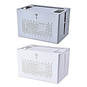 YAOLUU WiFi Storage Box Double-Layer Wireless WiFi Router Storage Box Desktop Socket Wire Organizer Box TV Set Top Rack Power Strip Hidden Set-top Box Stand (Color : GY)