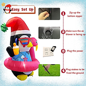 Kofero Inflatable Penguin Christmas Yard Decorations 5FT Outdoor Cute Blow up Xmas Decoration with Built-in LED Lights for Indoor Holiday Party Yard Garden Lawn Décor