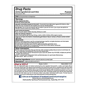 VCF Vaginal Contraceptive Film -- 9 Sheets - 2PC