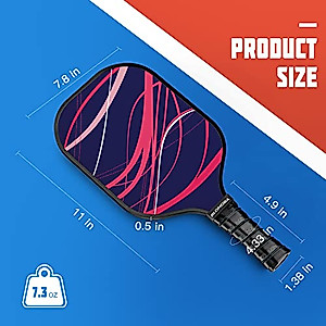 Pickleball Paddles, Pickleball Set of 2 Lightweight Fiberglass Pickleball Rackets, 2 Outdoor & 2 Indoor Pickleball Balls, 2 Extra Ball Retriever and 1 Bag, Polymer Honeycomb Core Pickleball Racquet