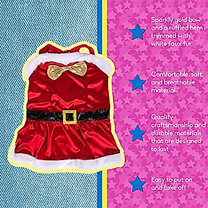Doggy Parton Red Faux Fur Trimmed Dollys Little Holiday Dress for Pets, Medium