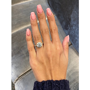 GLAM AND GEMS 1/2 Carat Lab Grown Diamond and 2 Carat Moissanite Engagement Ring for Women in 14k Rose Gold (D-E, VS, cttw) Wedding Ring