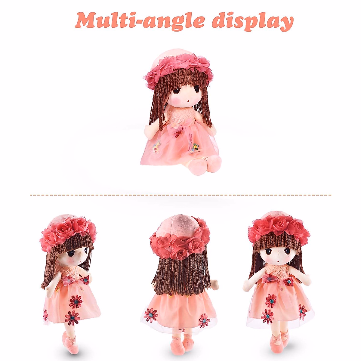 HWD Kawaii Flower Fairy Stuffed Soft Plush Toy Doll Girls Gift, 18 Inch (Pink)