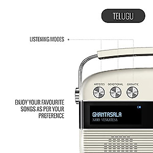 Saregama Carvaan Telugu - Portable Music Player with 5000 Preloaded Songs, FM/BT/AUX (Porcelain White)
