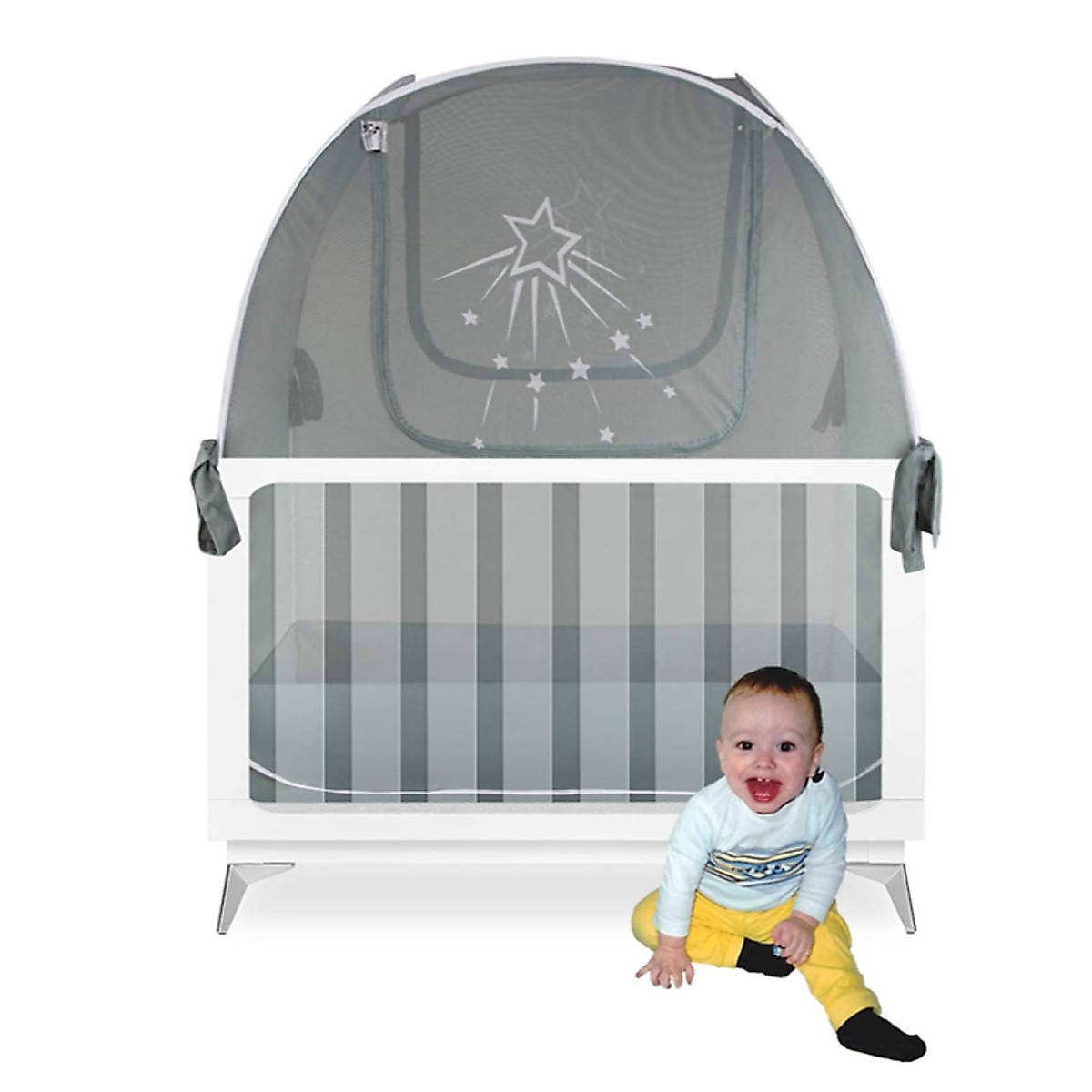 Aussie Cot Net Baby Crib Tents Twin 2 Silver Star Crib Tents to Keep Baby from Climbing Out - Crib Mosquito Netting