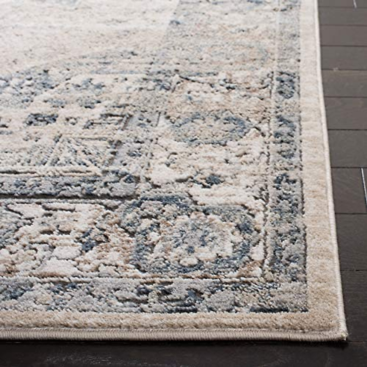 Martha Stewart Collection by SAFAVIEH 9' x 12' Ivory/Blue MSR868A Jackson Non-Shedding Area Rug