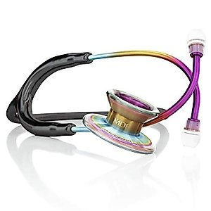 MDF Instruments MD One Epoch Lightweight Titanium Stethoscope, Adult, Free-Parts-for-Life, Black Tube, Kaleidoscope Chestpiece-Headset, MDF777TKL11