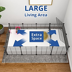 Guinea Pig Cage,Indoor Habitat Cage with Waterproof Plastic Bottom,Playpen for Small Pet Bunny, Turtle, Hamster