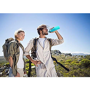 Valourgo Collapsible Water Bottle, Silicone Foldable with Leak Proof Valve BPA Free, Aqua Blue, 21 oz