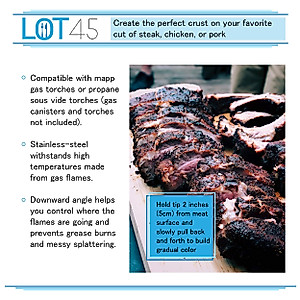 Lot45 Searing Torch Attachment Propane Cooking Torch Tip - Kitchen Torch Propane Flame Spreader Tip for Culinary Torch